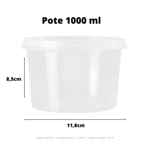 KIT POTE 1000ML PP TRANSPARENTE C/25 COPOZAN - DP Sachet