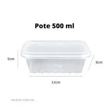 KIT POTE RETANGULAR 500ML PP TRANSP C/24 COPOZAN - DP Sachet
