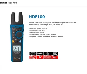 Alicate Amperímetro Minipa HDF-100 Função ACV / True RMS AC ...