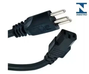 Cabo AC CPU 10A 2P+T 180g PP 3x1,50mm 5metros Preto Plugue IEC C13 5m ...