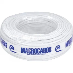 Cabo Coaxial RG59 95% Rolo 100m - Branco Macrocabos - Eletrônica System