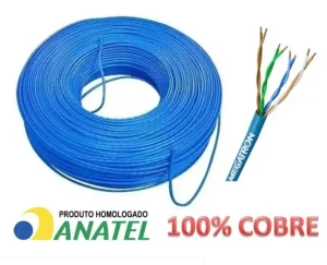 Cabo Lan/Rede Megatron CAT.6e U/UTP Rolo c/ 100m c/ Anatel cat6e AZUL ...