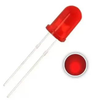 LED Vermelho 5mm Difuso Corpo Vermelho - Eletrônica System