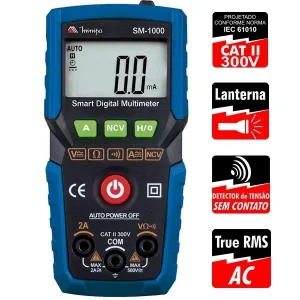 Multimetro Digital SMART SM-1000 MINIPA - NCV Data Hold - Tensão AC/DC ...